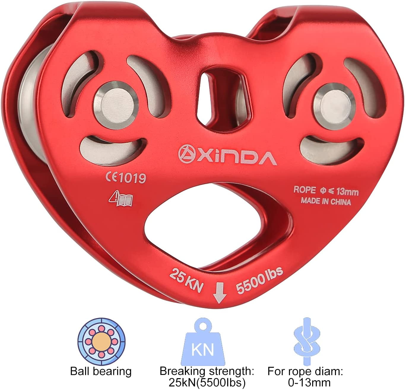 Sports & Outdoors XINDA 25kN Double Pulley Zipline CE UIAA Certified Tandem Speed Dual Trolley ...