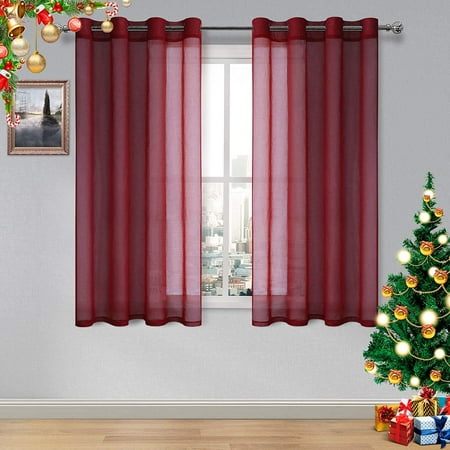 ZMLEVE Amaranth Red Sheer Curtains for Bedroom - Transparent Voile ...
