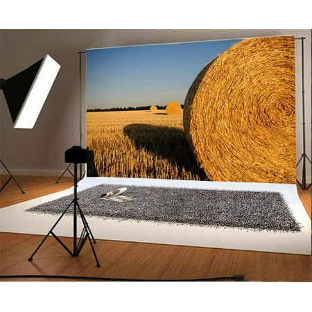 BSDHOME 7x5ft Photography Backdrop Farmland Straw Hay Bale Wheat Field ...