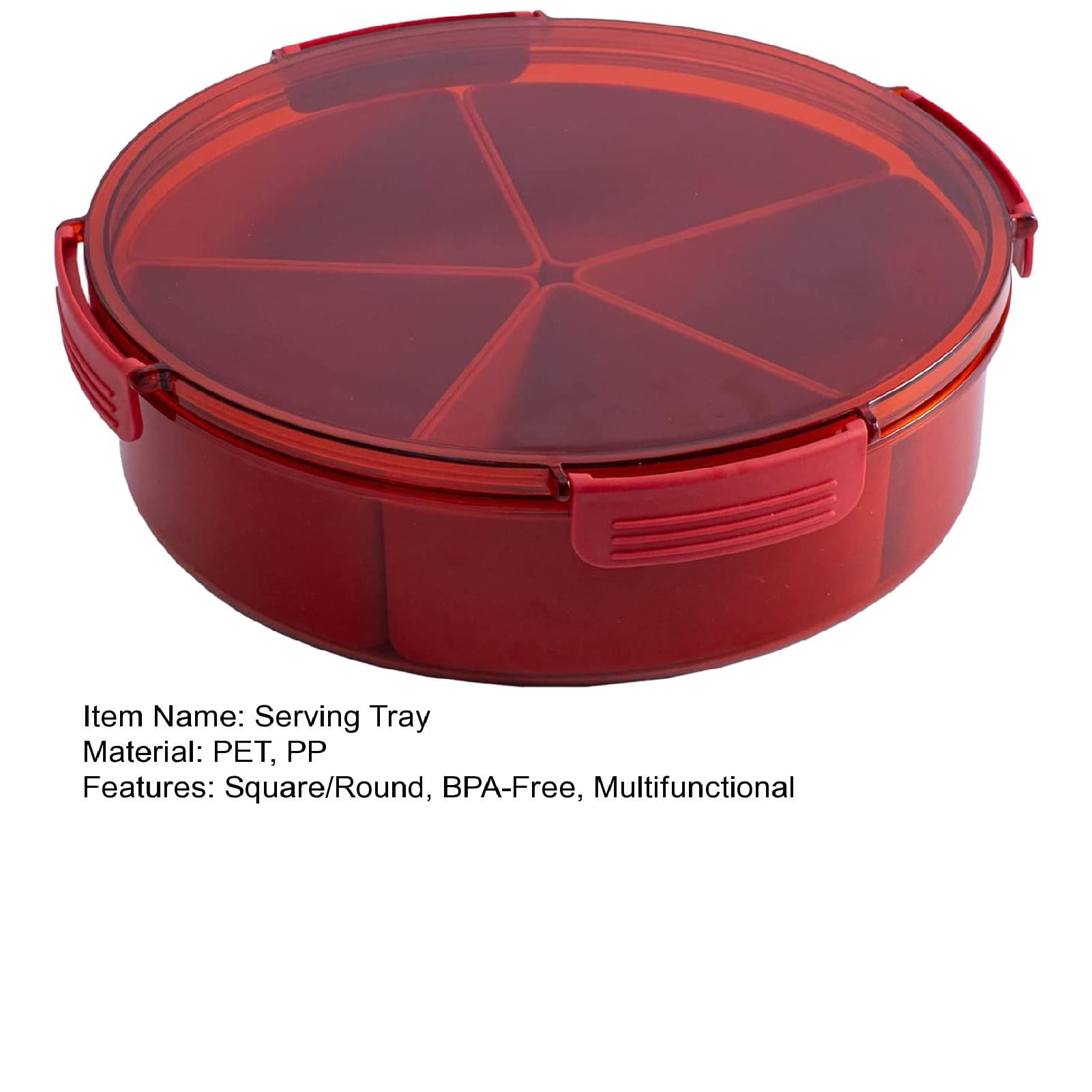 Walbest Walbest Round Plastic Divided Serving Tray with Lid 4/5 ...