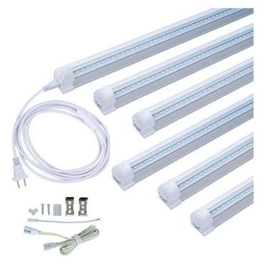 (Pack of 6) T8 4FT LED Integrated Tube Light 24W 6000K Super Bright ...