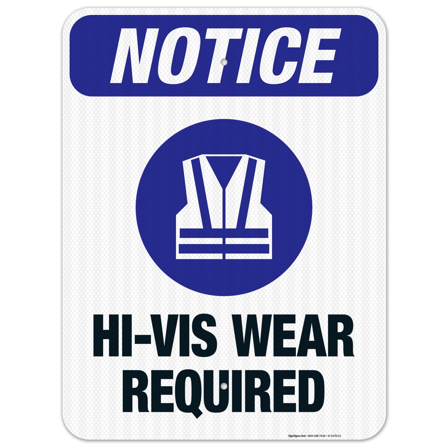 Hi-Vis Wear Required Sign, OSHA Sign, 18x24 Reflective Aluminum EGP ...