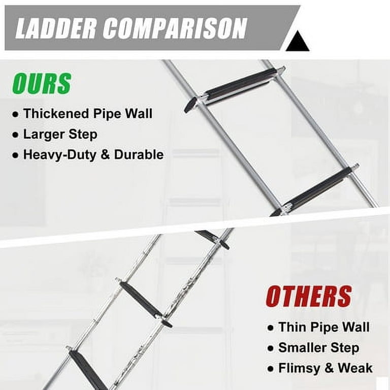 Silver Bunk Bed Ladder - Metal Camper RV Bunk Ladder With Hook Brackets