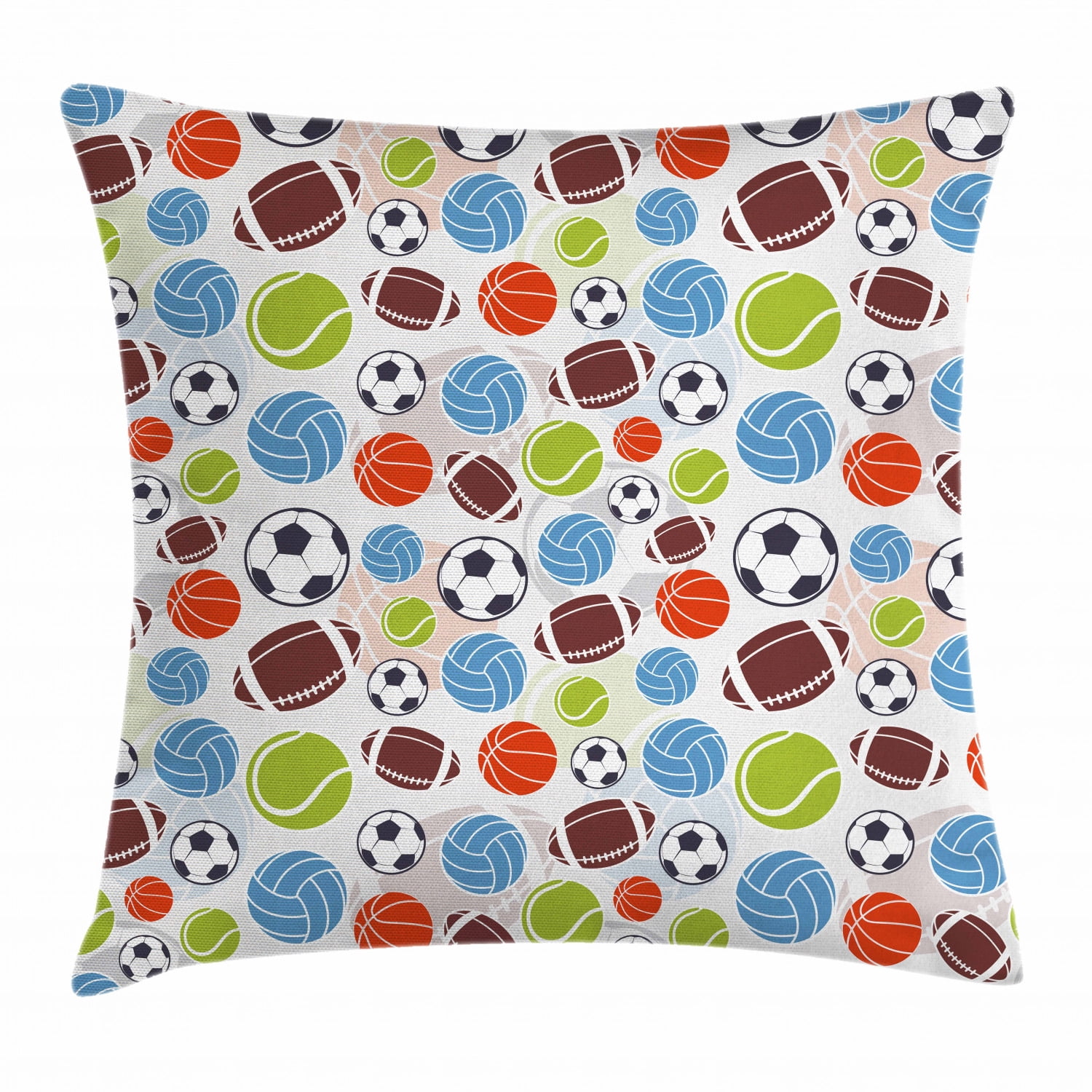 Sport Throw Pillow Cushion Cover, Sports Balls Pattern Abstract ...