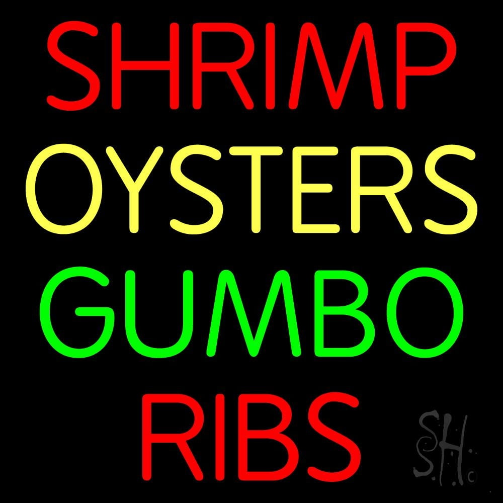 Red Shrimp Block LED Neon Sign 24" Tall x 24" Wide - inches Black ...