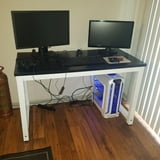 G-Plus Modern Office Desk, Computer Study Workstation Setup, Wood PC ...