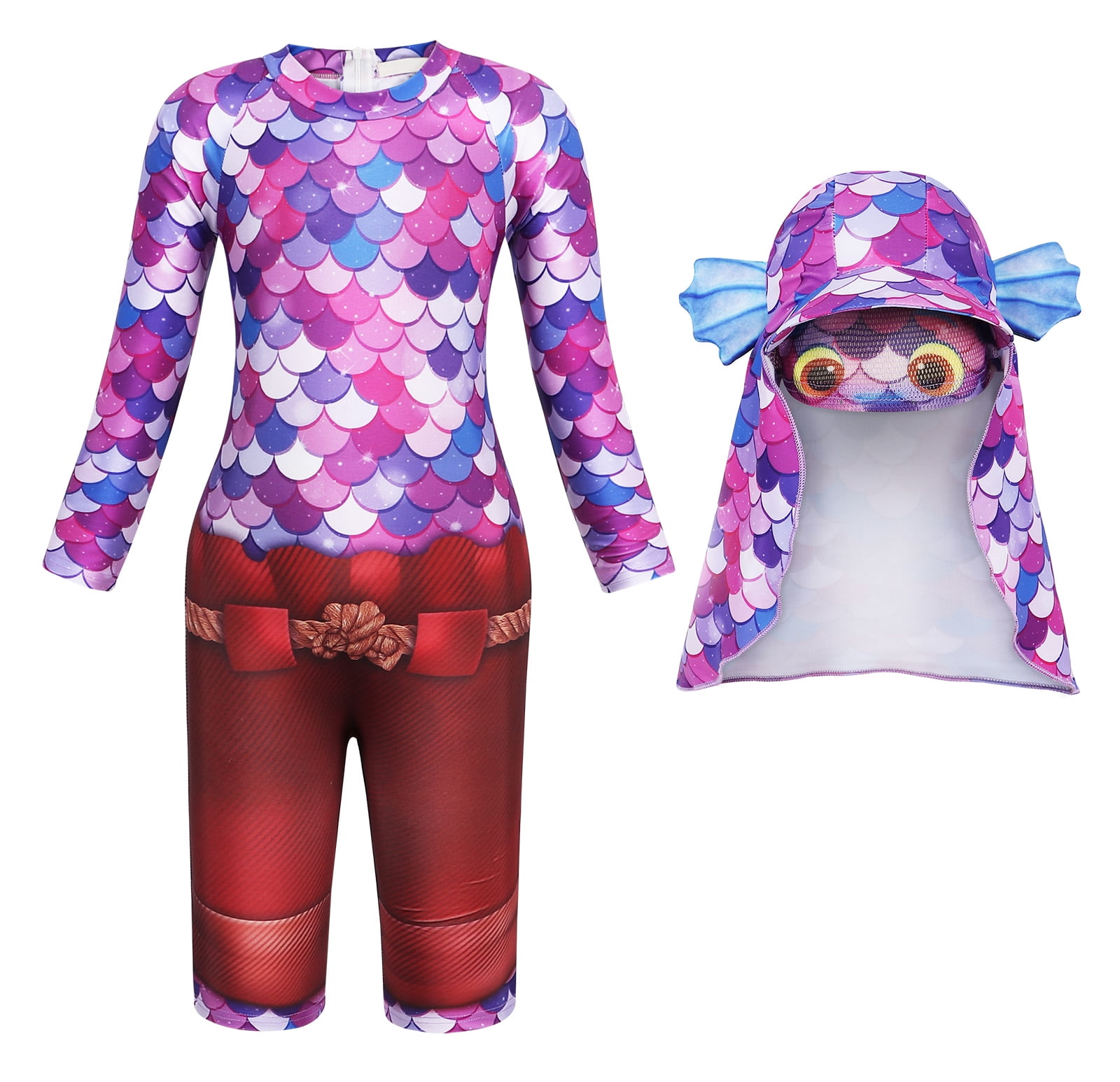 Jurebecia Luca Rainbow One Piece Boy's Swimsuit osplay Green Bodysuit ...