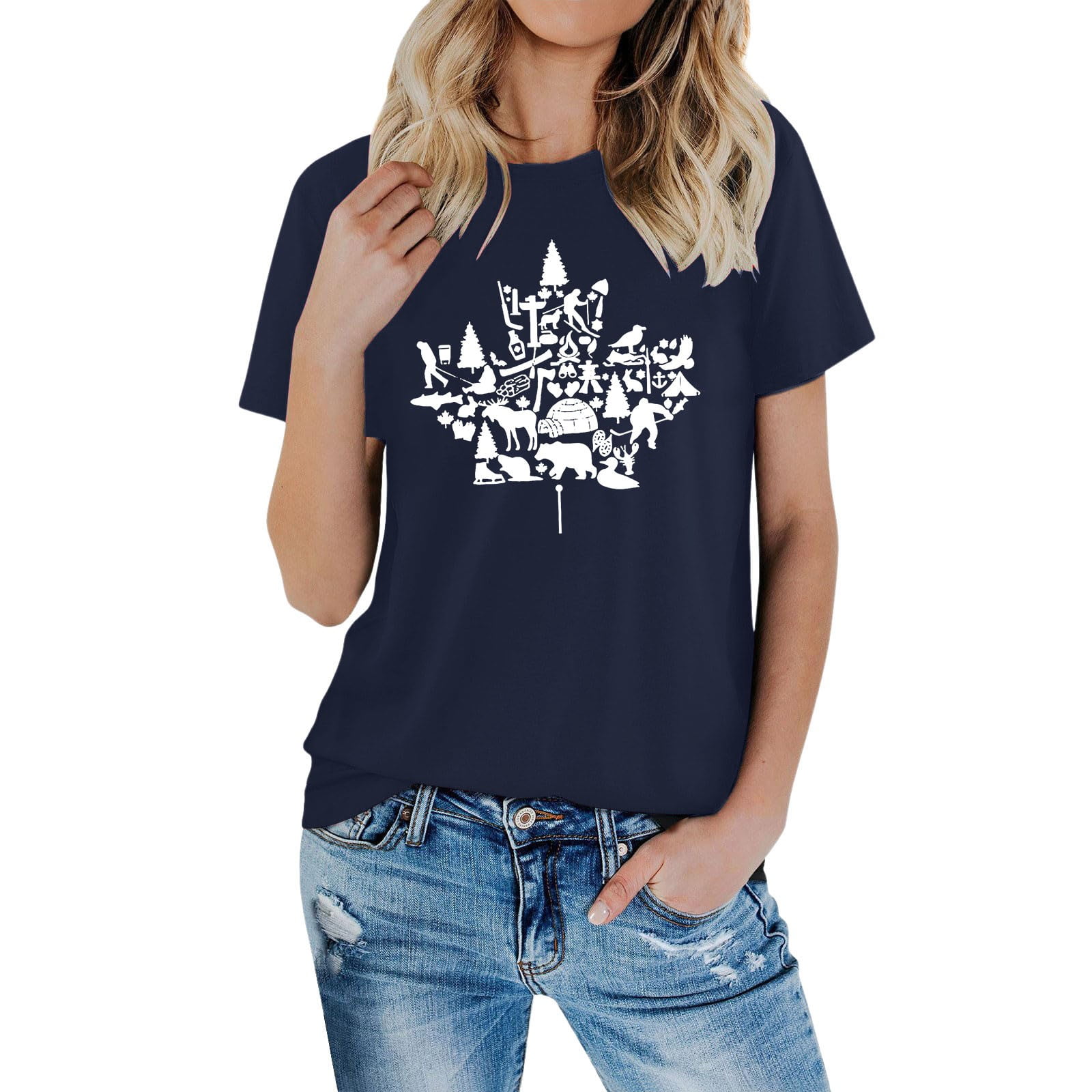 Click here for Weiyll Tshirts Shirts For Women Maple Leaf Print P... prices