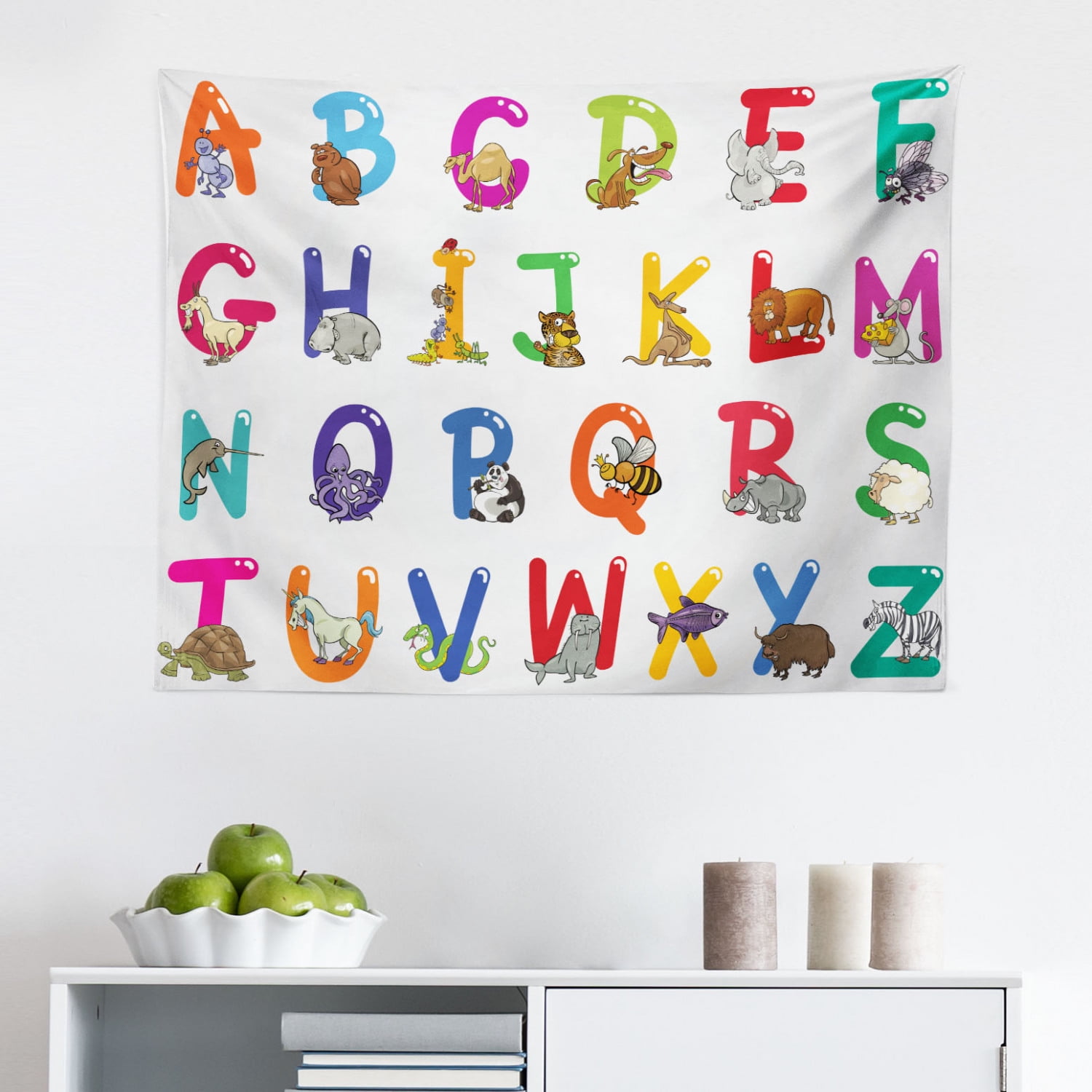 Alphabet Tapestry, Print of Nursery Themed Graphic of Z with Whimsical ...
