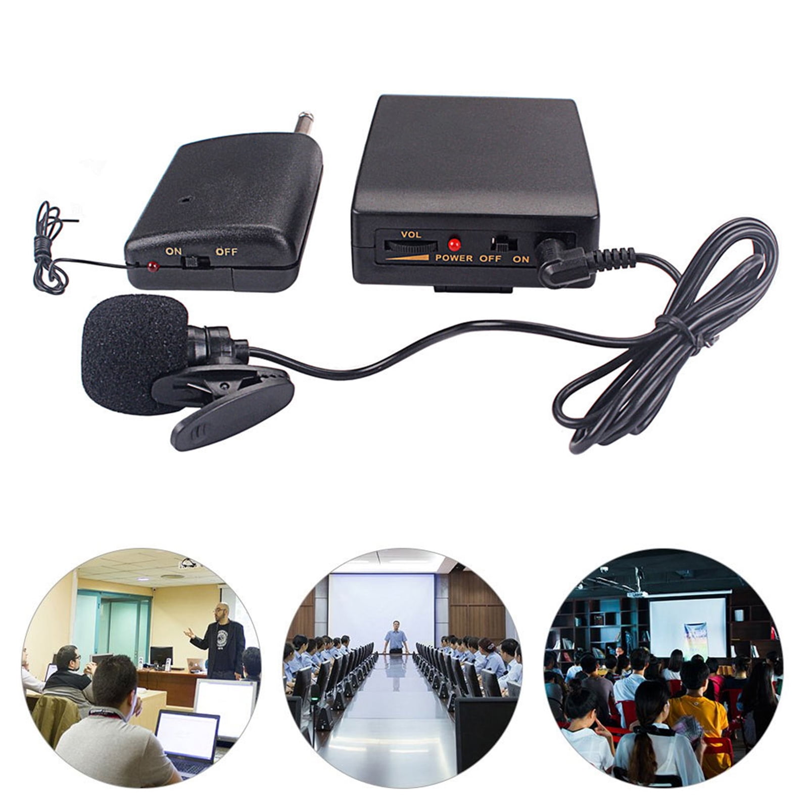 Lavalier Lapel Collar Clip-on FM Wireless Microphone System Voice ...