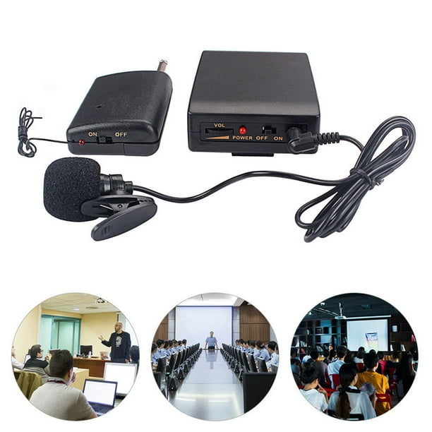 Lavalier Lapel Collar Clip-on FM Wireless Microphone System Voice ...