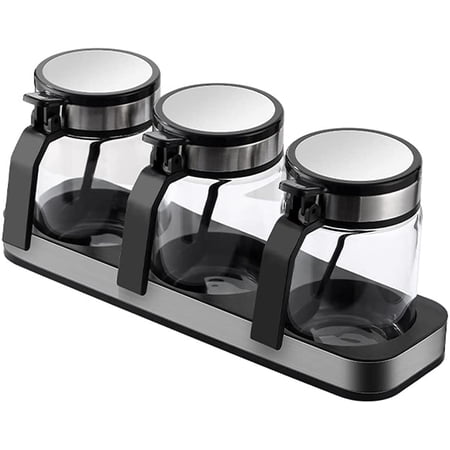 Condiment Jar Spice Container with 304 Stainless Steel Lids & Plastic ...