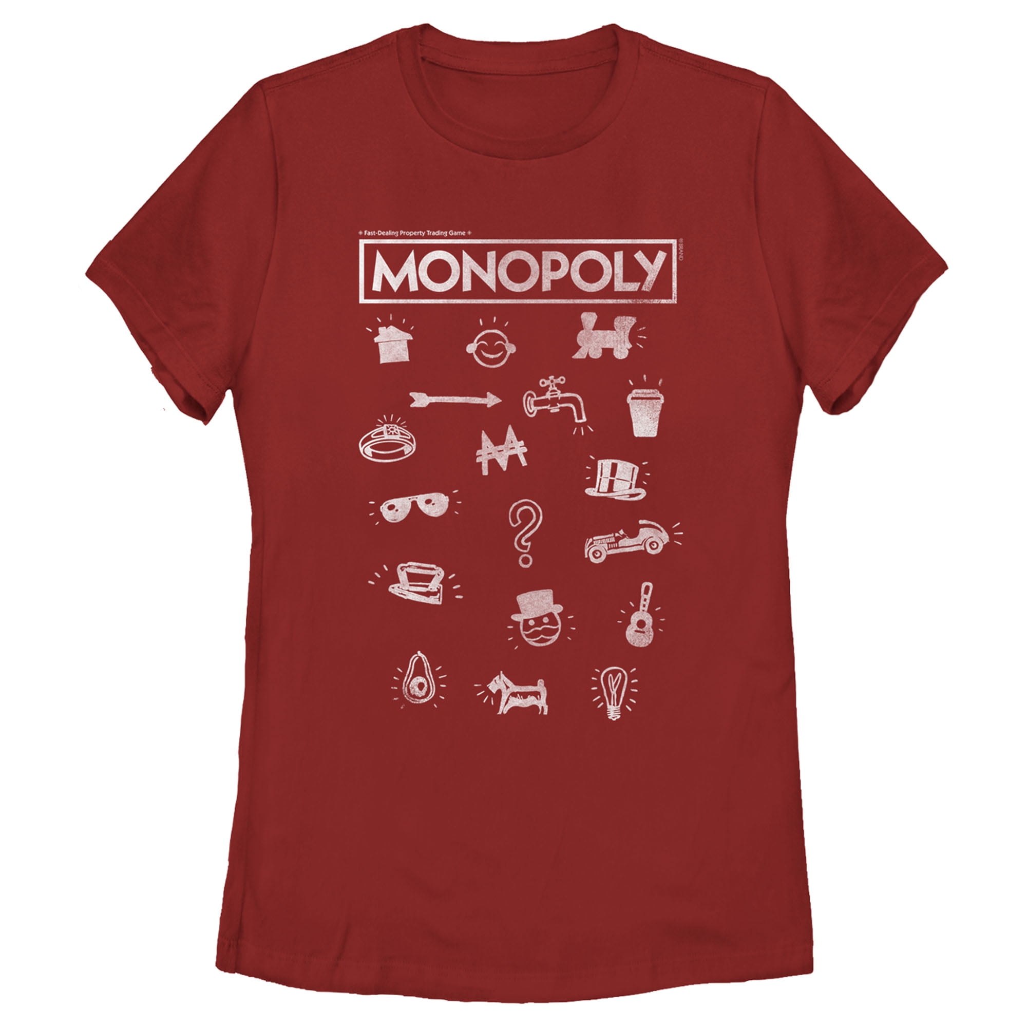 Women's Monopoly Favorite Board Game Icons Graphic Tee Red Medium ...