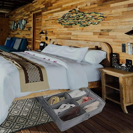 2 Pcs Under Bed Shoe Storage Organiser, Folding Under Bed Shoe Box ...