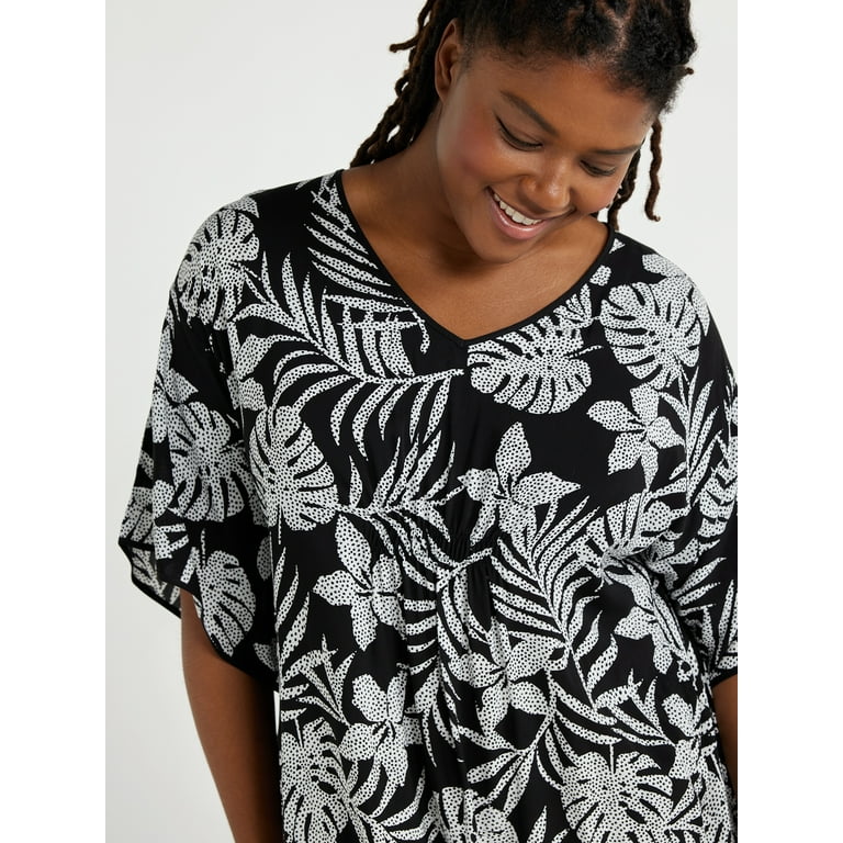 Joyspun Women's Woven Print Sleep Caftan, Sizes S to 4X Joyspun Women's Woven Print Sleep Caftan, Sizes S to 4X