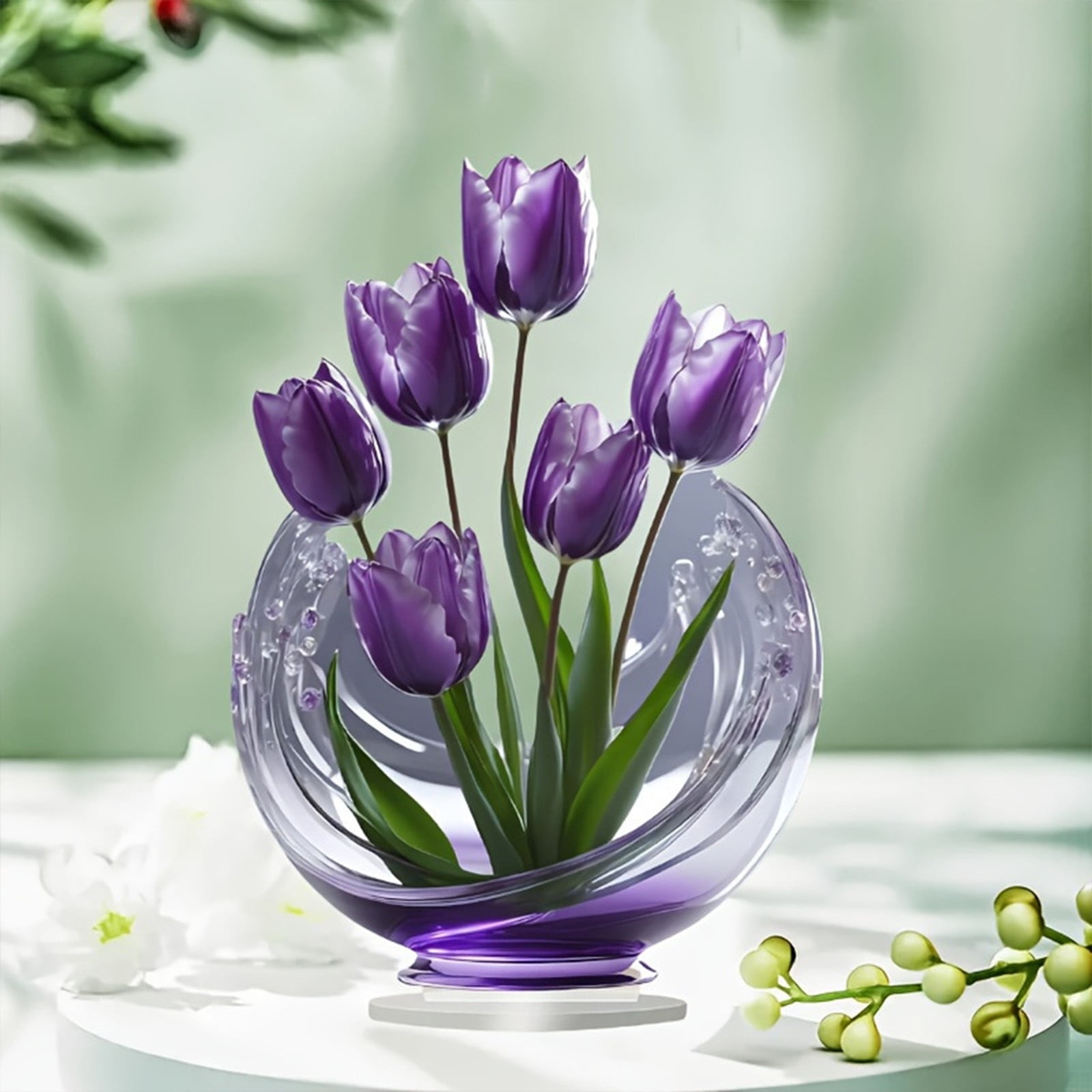 Click here for Onikri Purple Tulips Acrylic Desktop Decoration Mu... prices