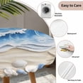 Blue Theme Round Fitted Tablecloth with Elastic Edge Beach Ocean Wave ...