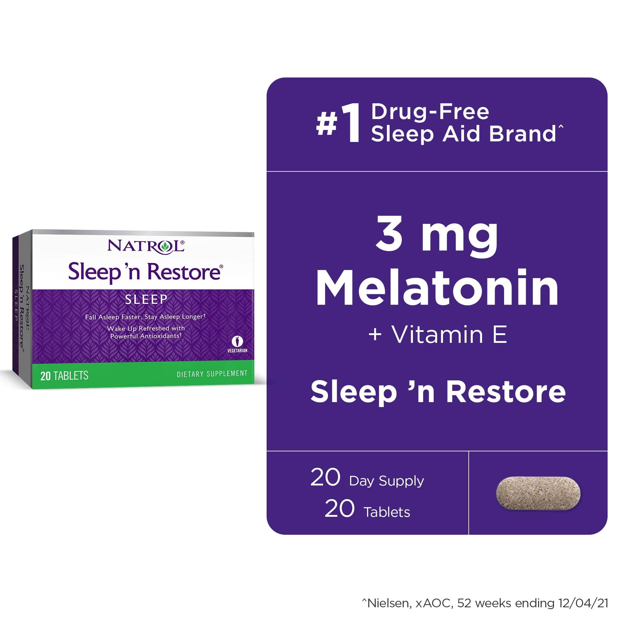Natrol® Sleep N Restore Tablets, Sleep Aid Support Supplement, 20 Count ...