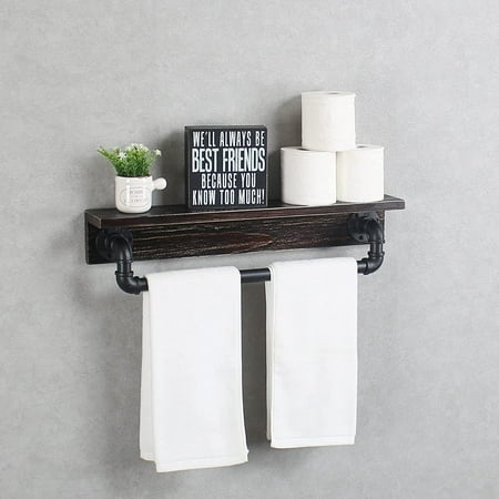 Rustic Towel Racks with Towel Bar,24" Farmhouse Bathroom Shelves Wall ...