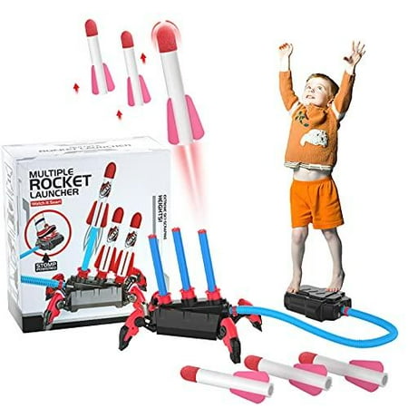 Pecosso Stomp Rocket,6 Rockets and Rocket Launcher-Outdoor Play Rocket ...