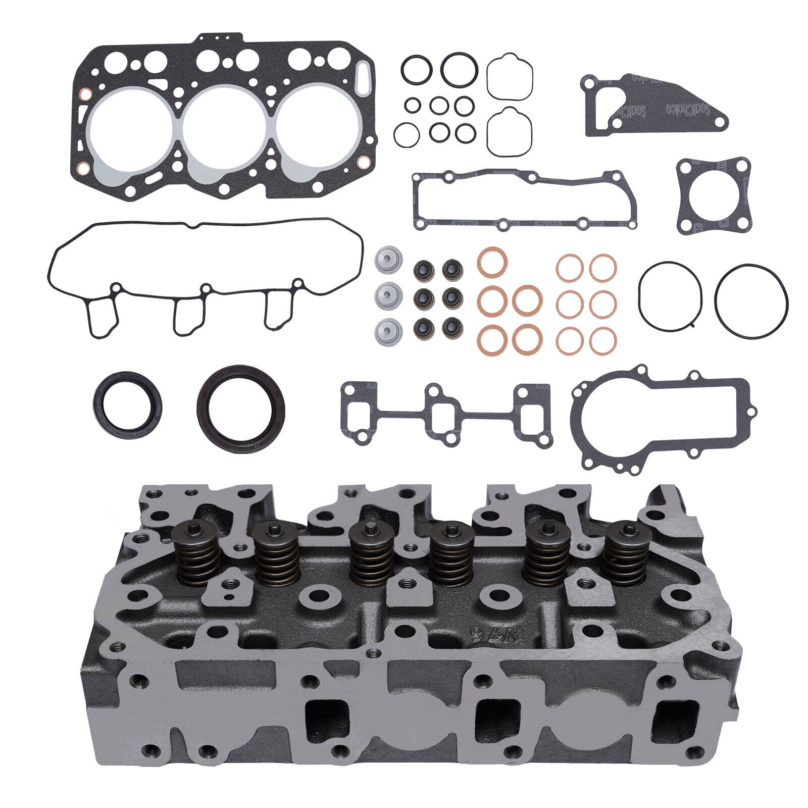 Full Complete Cylinder Head & Gasket Kit Set For Yanmar 3TNV76 Komatsu ...