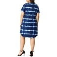 Agnes Orinda Womens Plus Size Tie Dye V Neck Tunic Dress Casual Tees