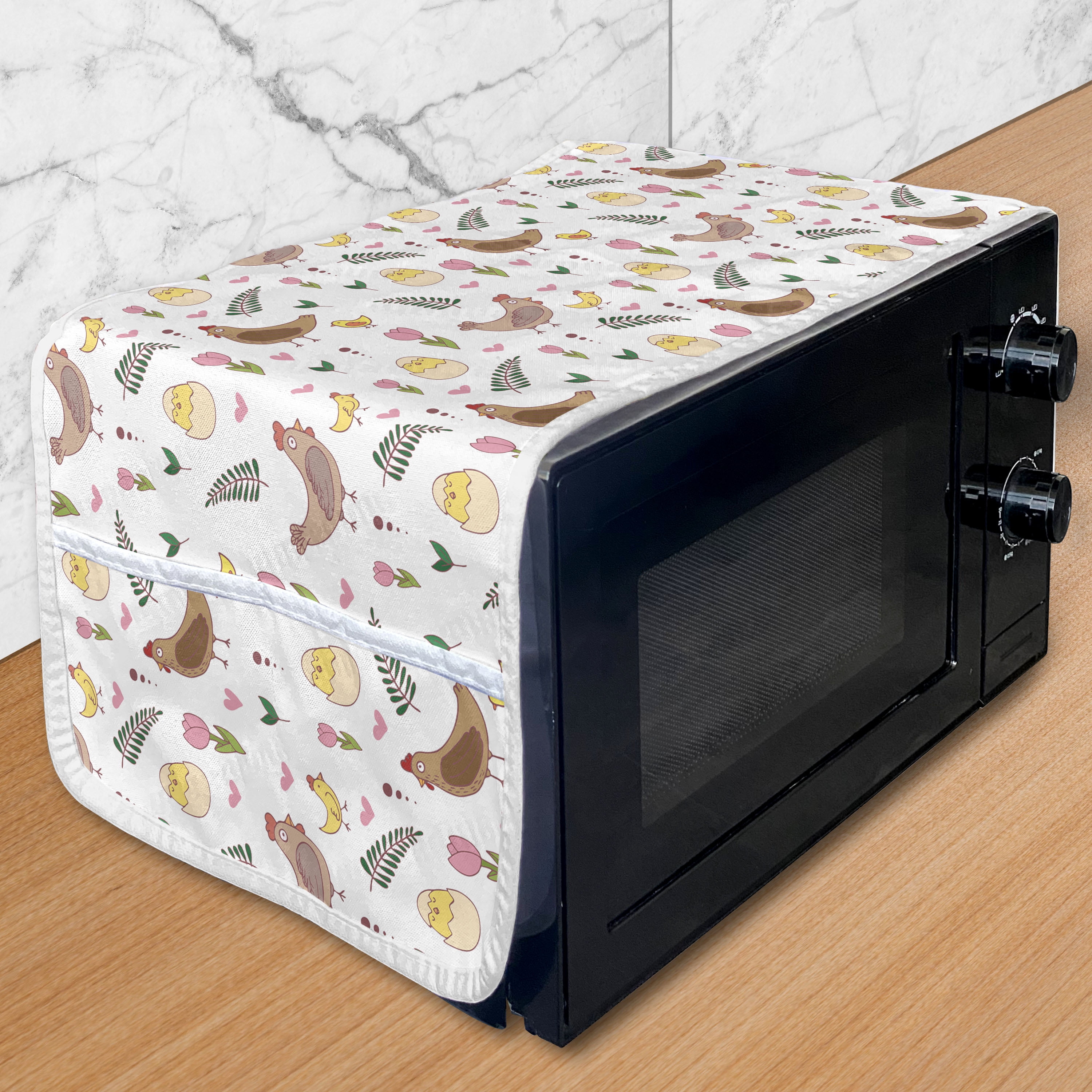 Animals Microwave Oven Cover, Pattern Chickens Hatching Flowers and ...