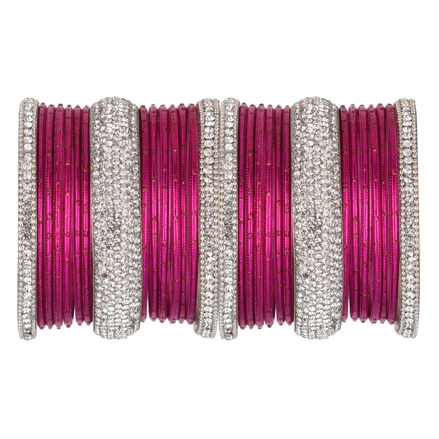 Efulgenz Indian Bangle Set Rhinestone CZ Crystal Bangle Plain Metal ...