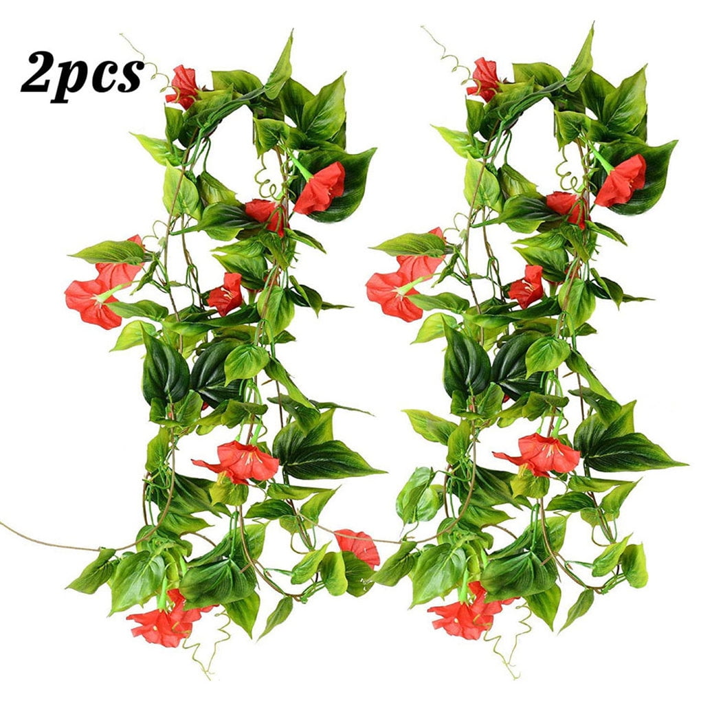 TureClos 2pcs Artificial Vine Morning Glory Hanging Fake Foliage Home ...