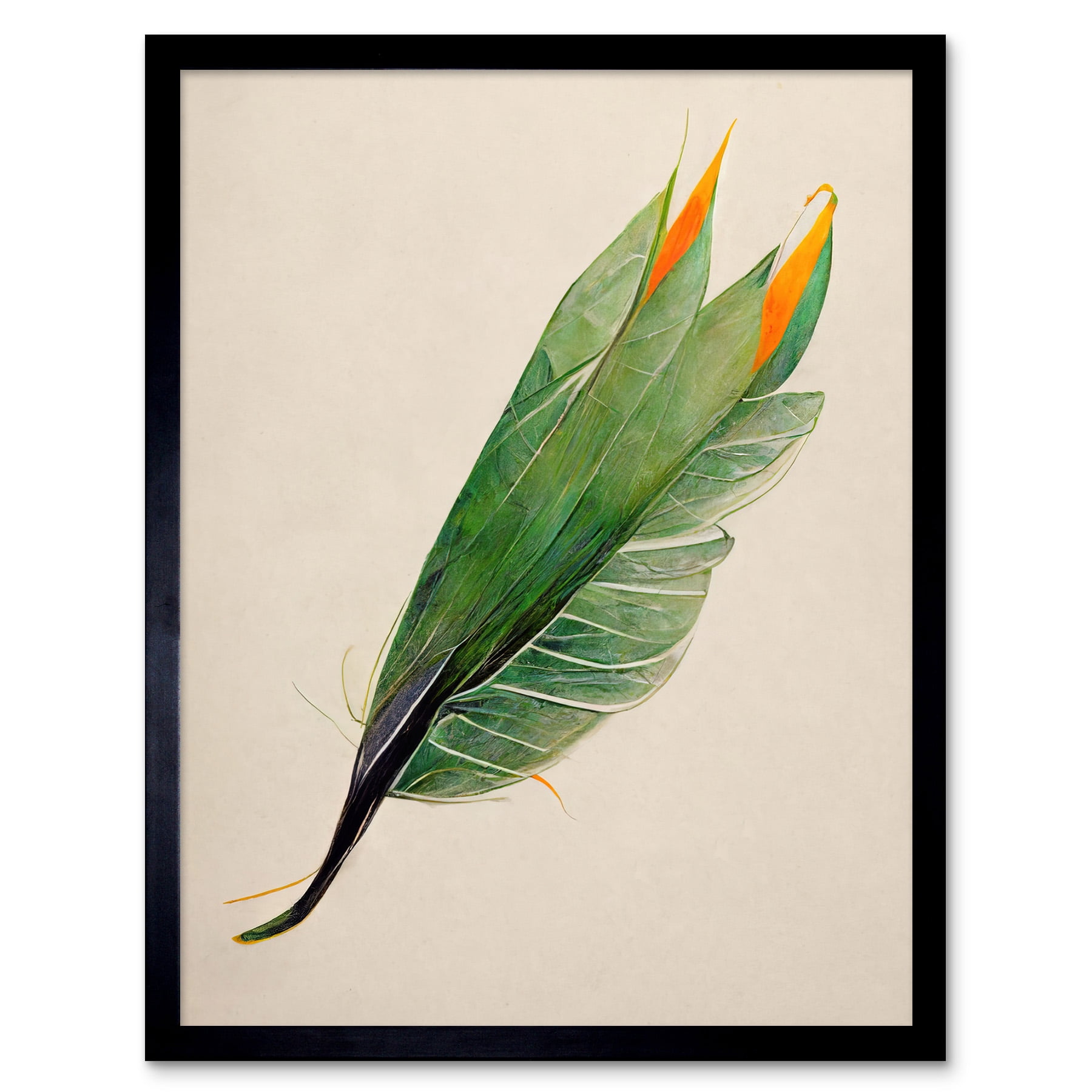 Tropical Bird of Paradise Leaf Botanical Illustration Art Print Framed ...