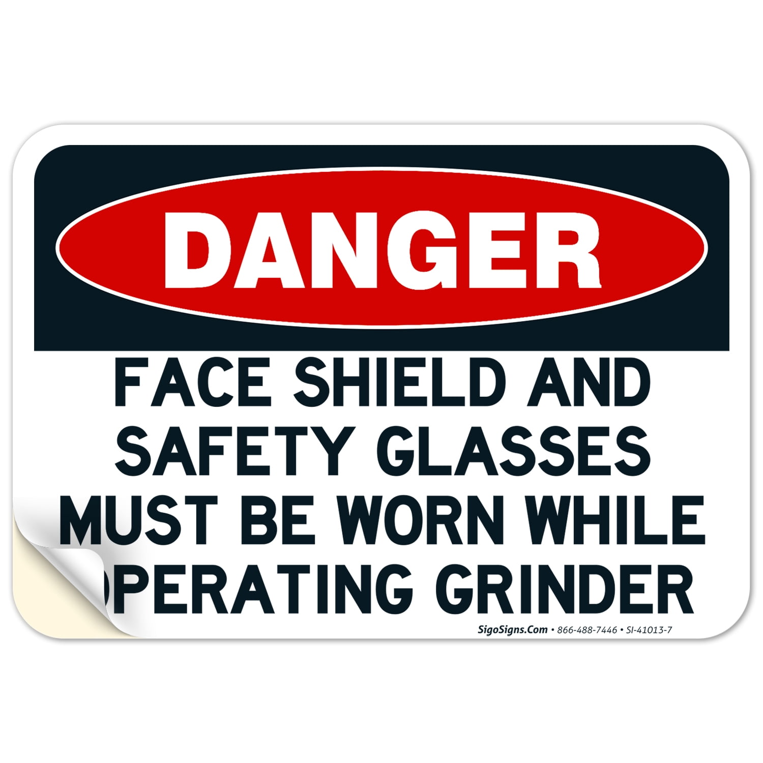 Grinder Safety Sign, With Danger Header 10x7 Vinyl Sticker - Walmart.com