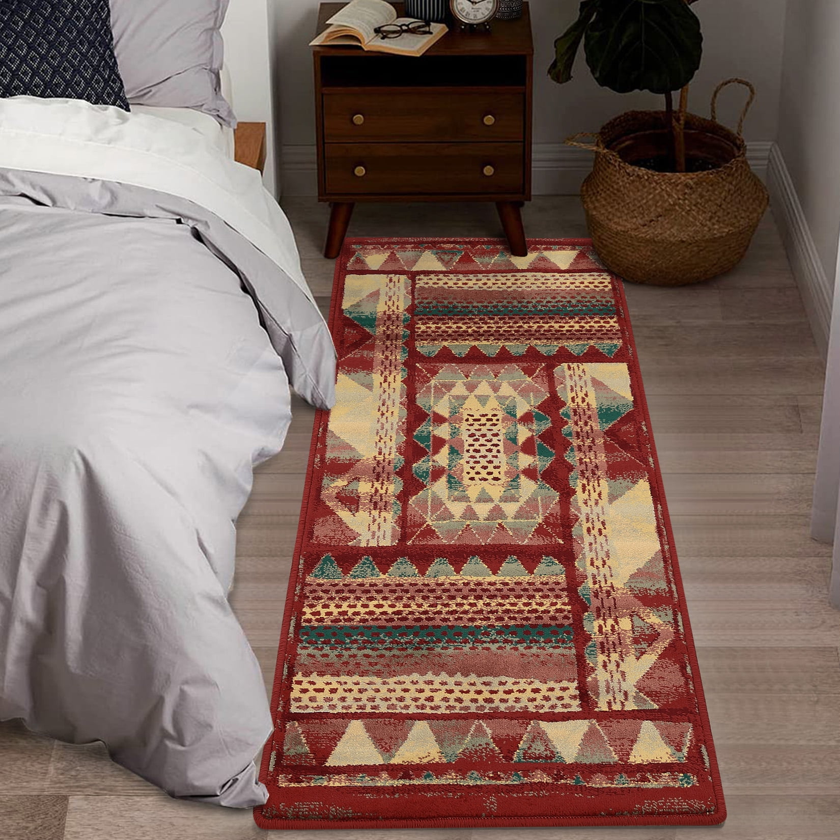 ZACOO 2' x 6' Geometric Pattern Runner Rug Tribal Distressed Entryway ...