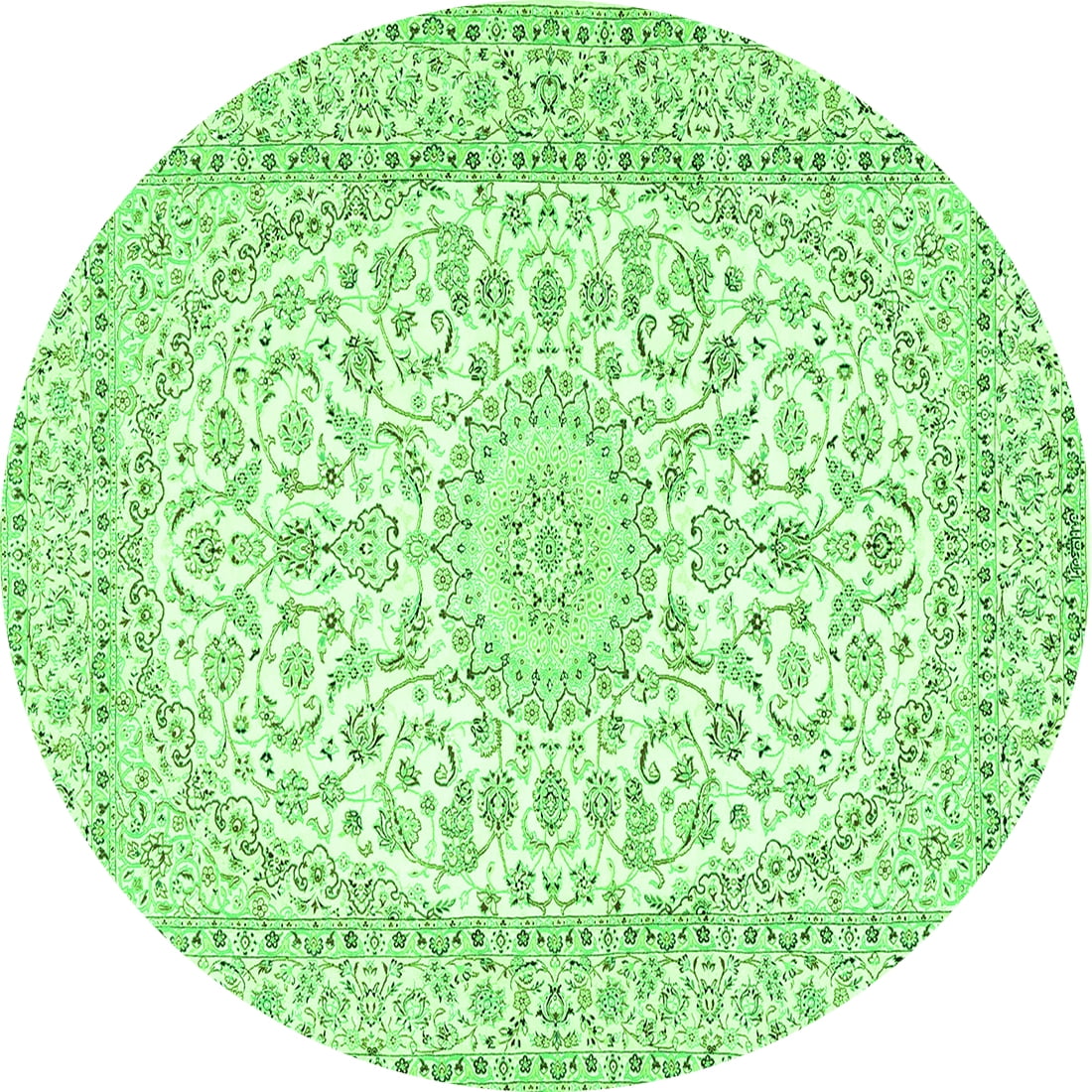 Ahgly Company Indoor Round Medallion Green Traditional Area Rugs, 8 ...