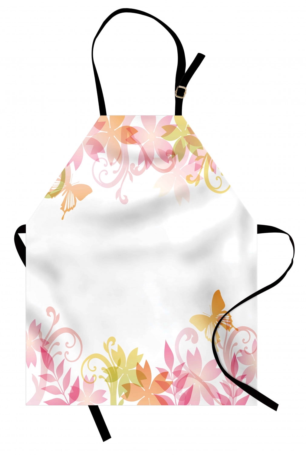 Pastel Apron Floral Spring Wreath Soft Toned Flower Butterflies Leaves ...