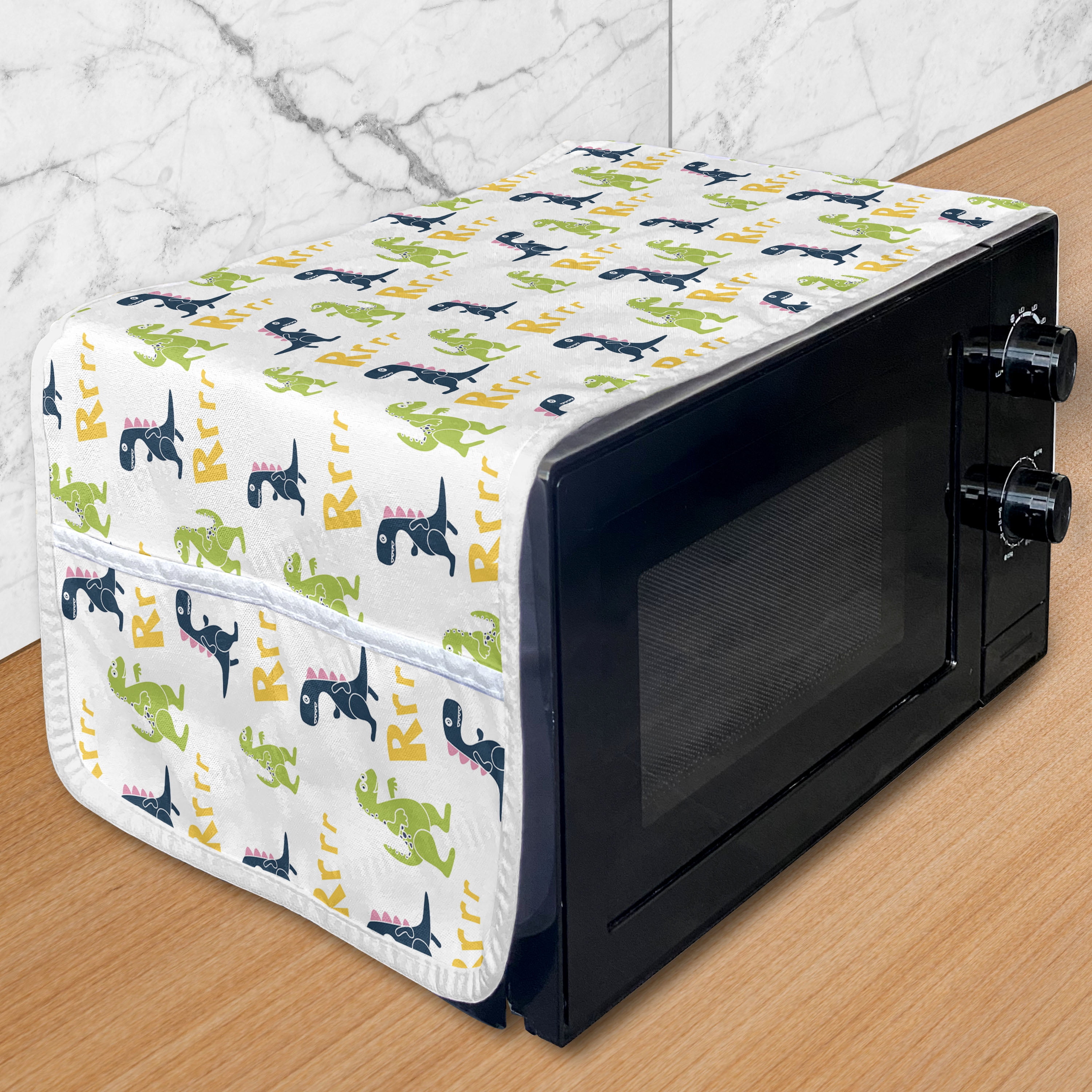 Dinosaur Party Microwave Oven Cover, Happy Cartoon Dino Reptile Rrrr ...
