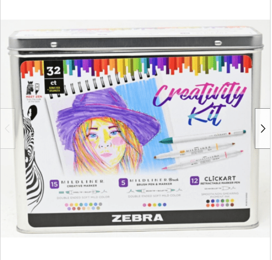 Zebra Creativity Kit-Colorful Brush Pens, Markers & ClickArt Marker Pen ...