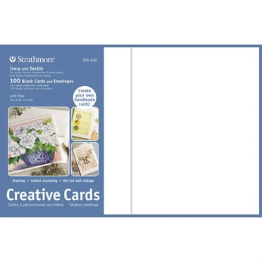 Strathmore Creative Cards, Full Size, Fluorescent White with Deckle, 50 ...