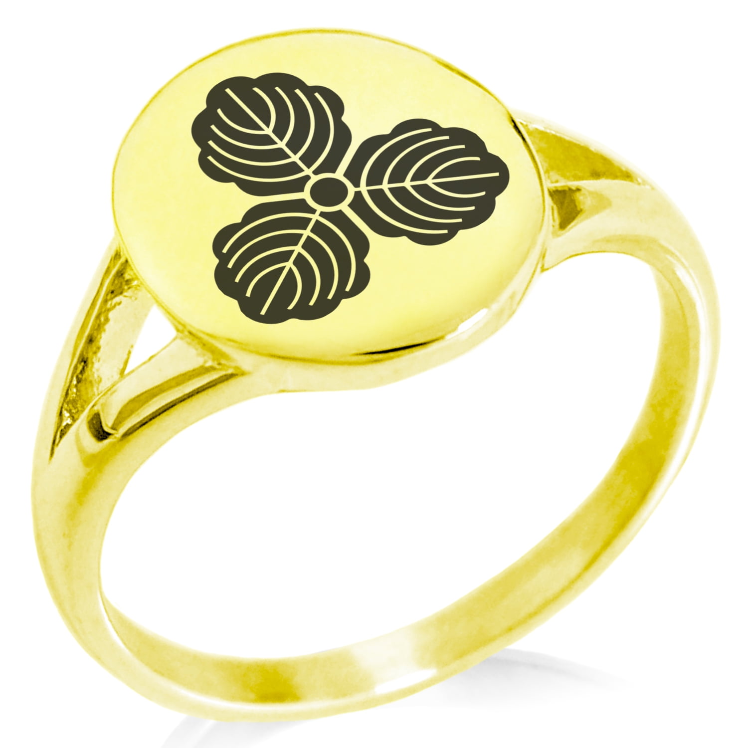 Stainless Steel Kasai Samurai Crest Minimalist Oval Top Polished ...