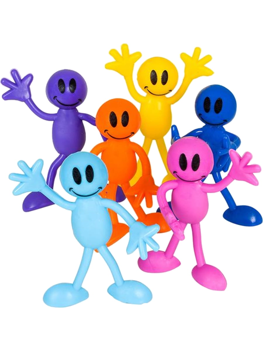 RI Novelty Set Of 12 Assorted Color Smile Man Bendable Figure Toy ...