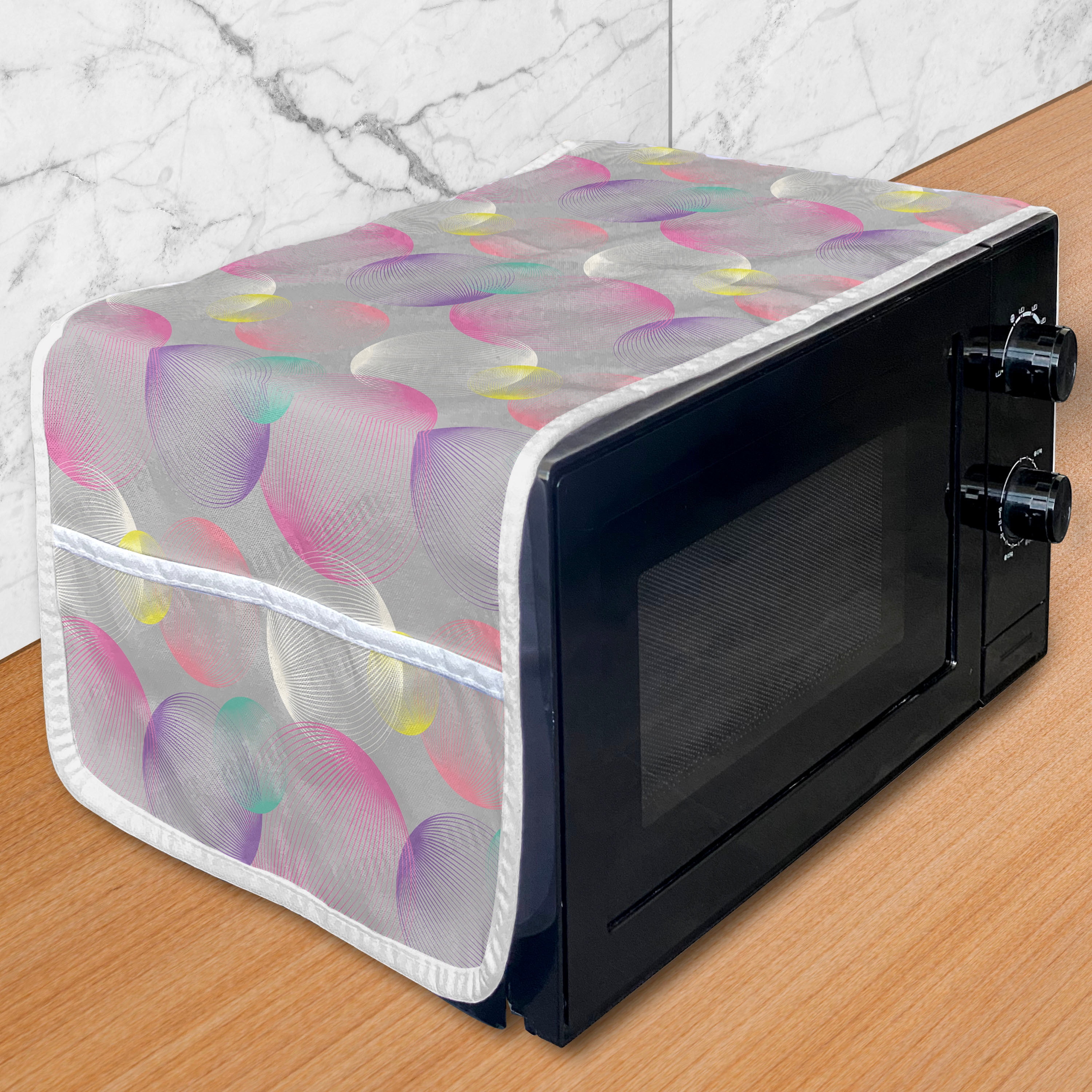 Abstract Microwave Oven Cover, Big Striped Circles Modern Bubbles ...