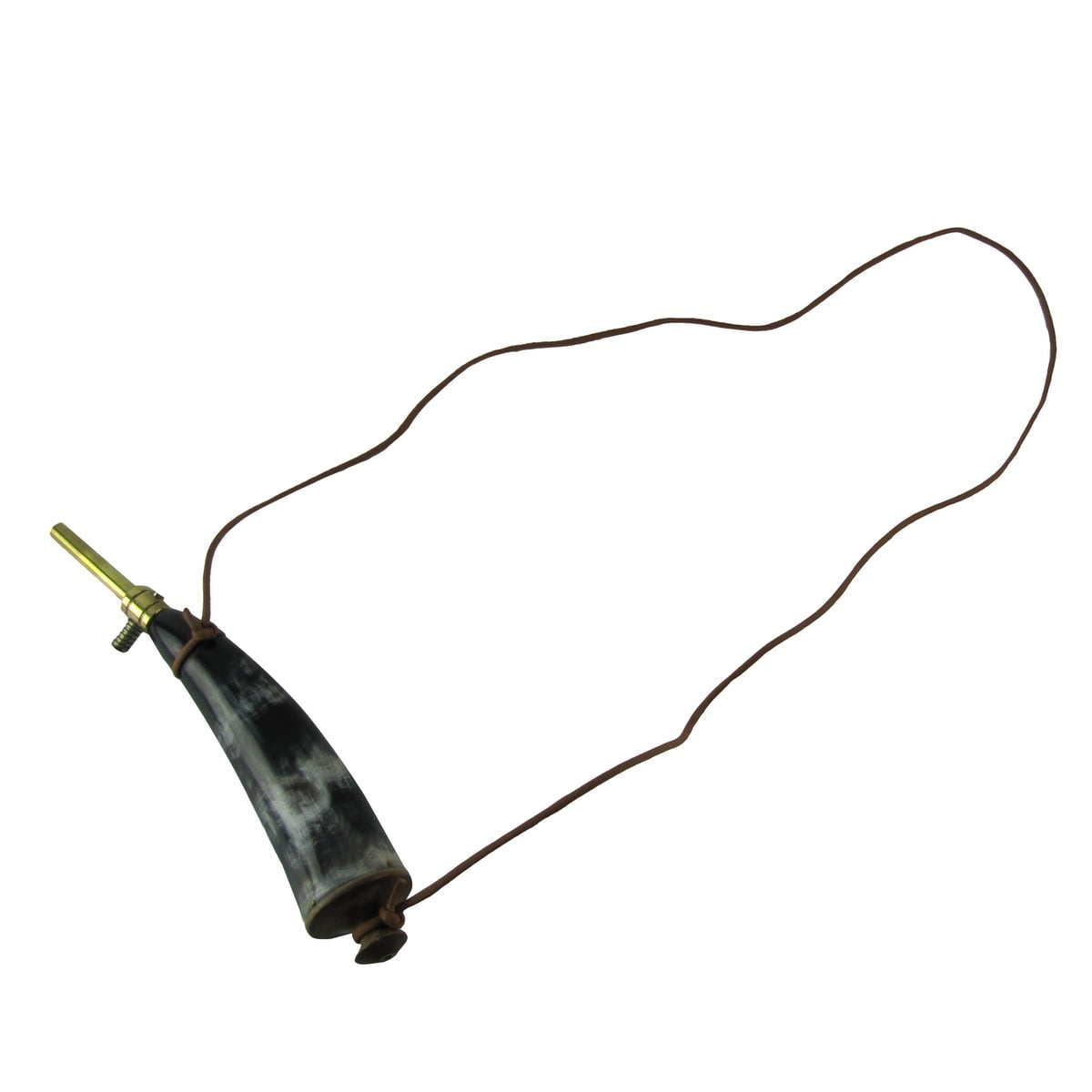 Vintage Brass Spout Muzzleloader Genuine Buffalo Gun Powder Horn ...