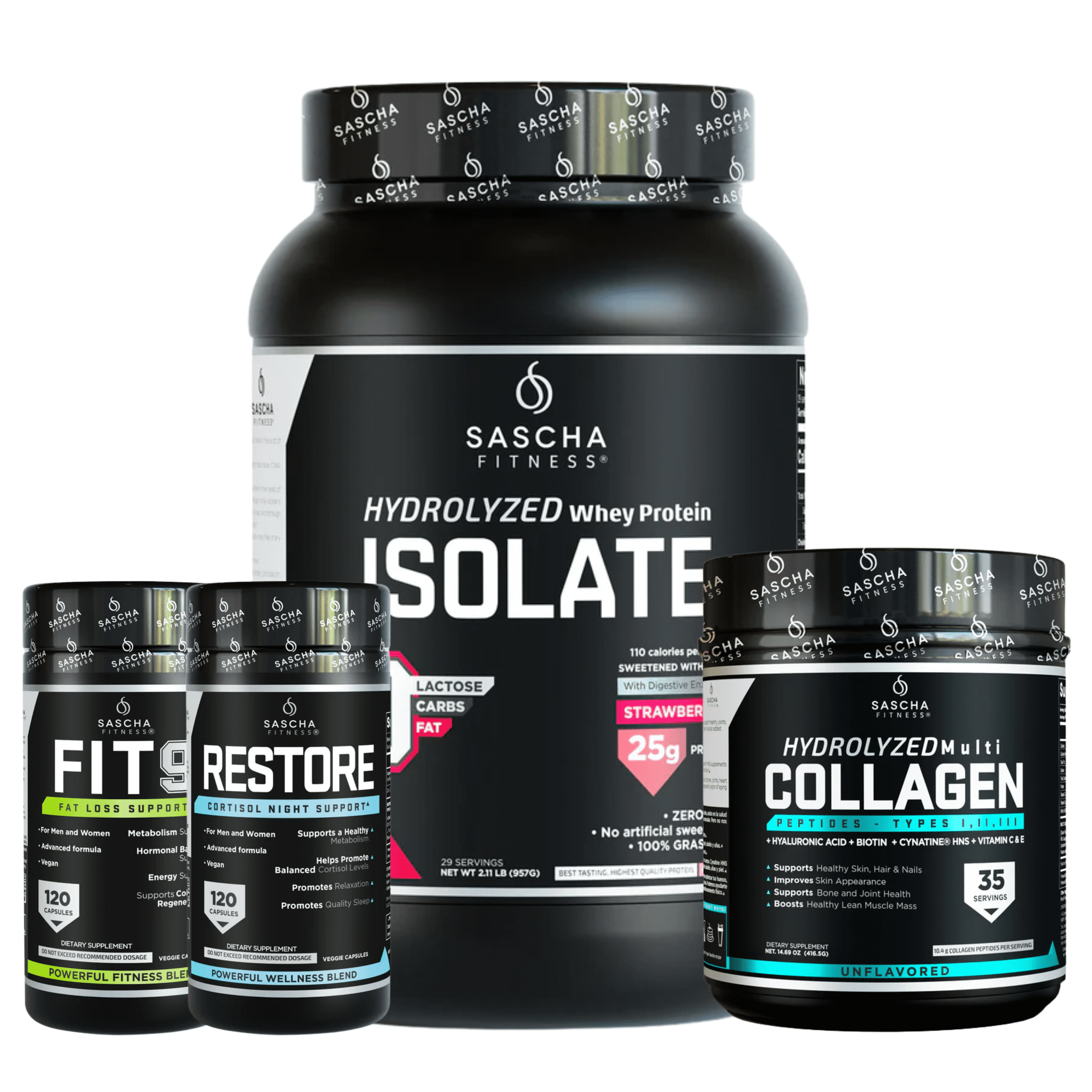 COMBO SASCHA FITNESS FIT 9/RESTORE/COLLAGENOSIN SABOR/PROTEINA ISO ...