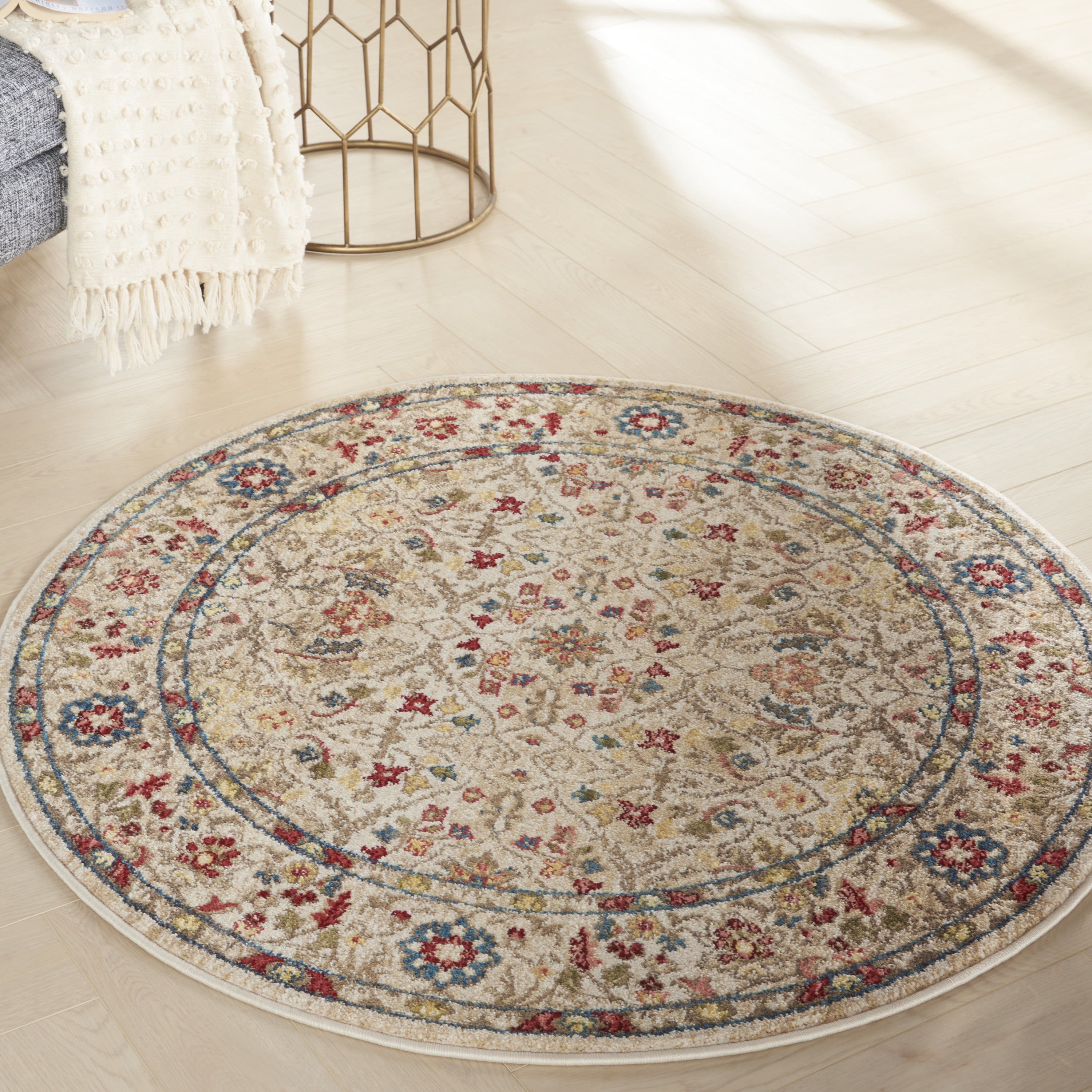 Nourison Revel Traditional Persian Ivory 4' x round Area Rug, (4' Round ...