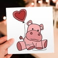 3drose, Cute Funny Baby Pink Hippo with Heart Love Balloon Cartoon, 12 ...