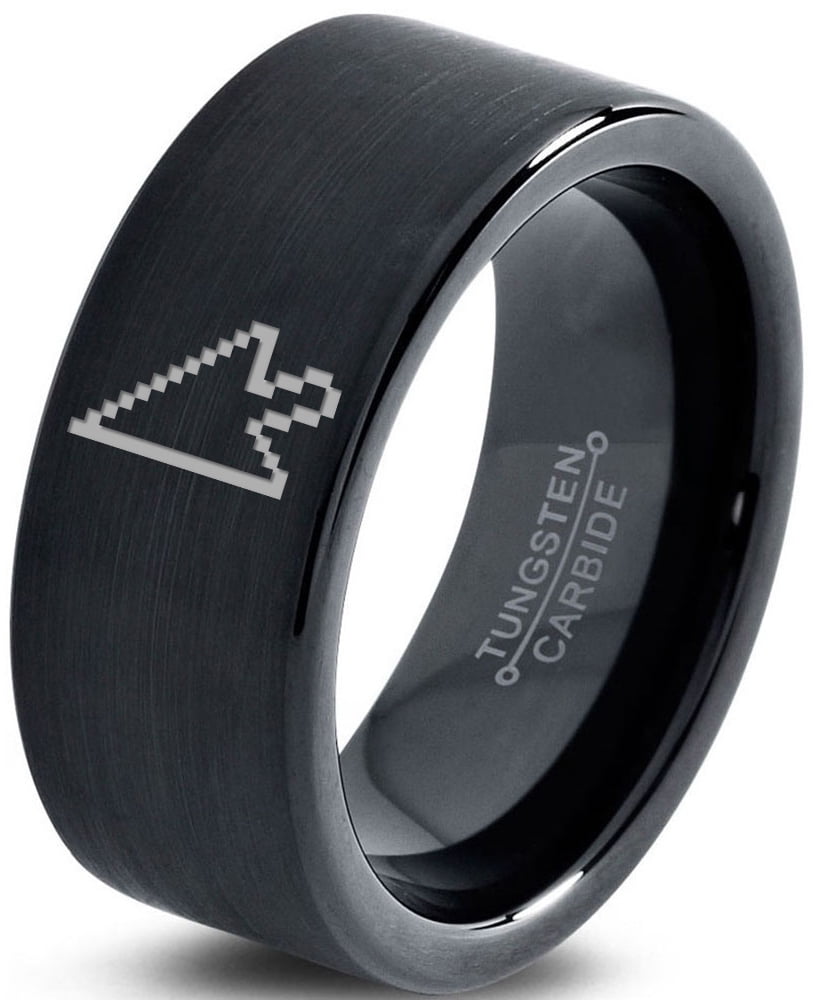 Tungsten Mouse Arrow Pointer Cursor Band Ring 9mm Men Women Comfort Fit ...