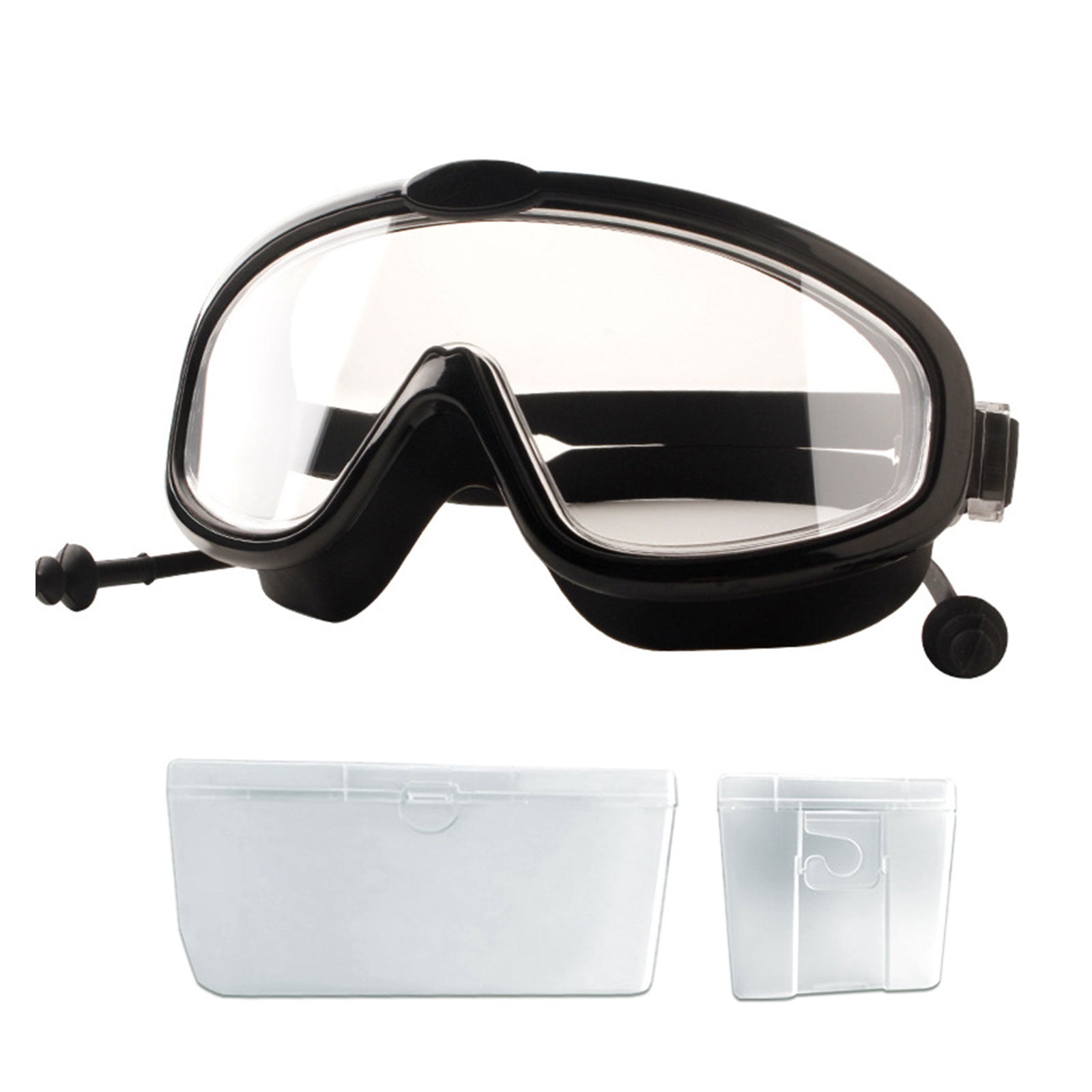 Big Frame Swim Goggles Swimming Glasses Adjustable Conjoined Earplugs ...