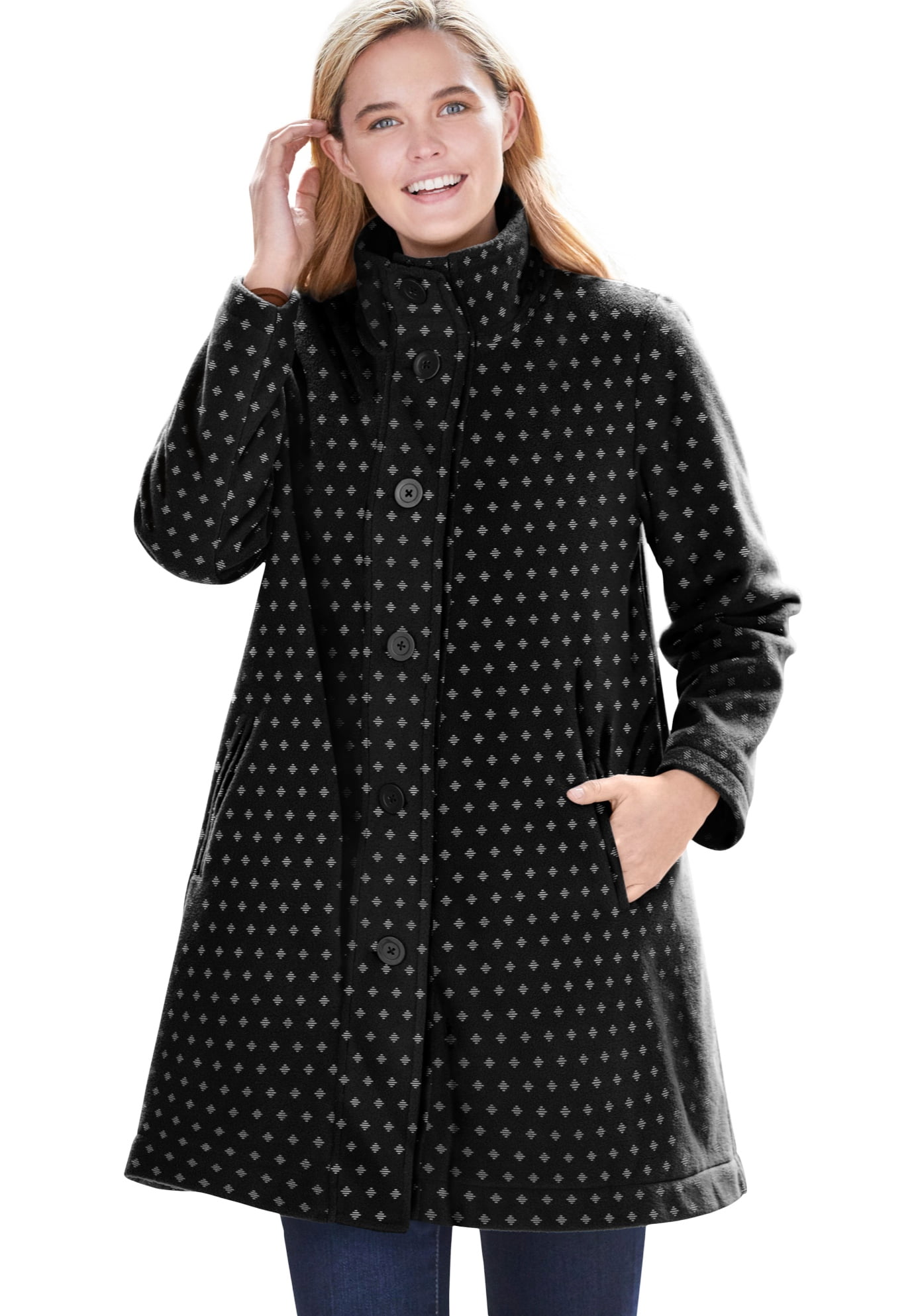 Woman Within Woman Within Womens Plus Size Fleece Swing Funnel Neck