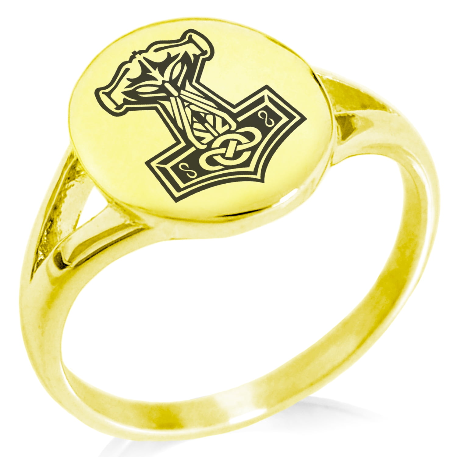 Stainless Steel Mjolnir Thor's Hammer Viking Norse Minimalist Oval Top ...