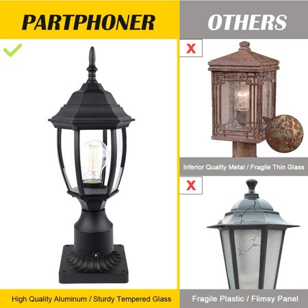 Electric Outdoor Post Light with Pier Mount Base, Exterior Lamp Post ...