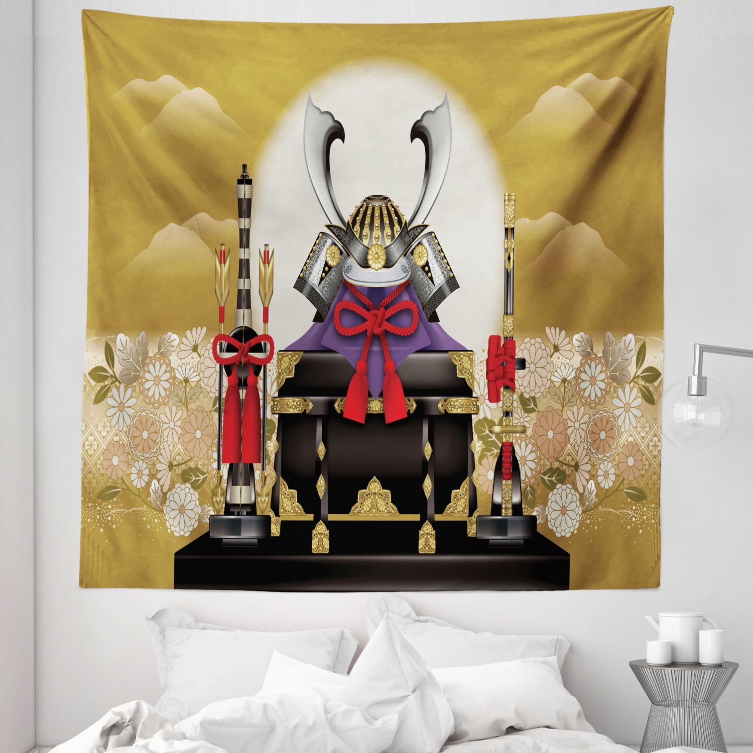 Japan Tapestry, Antique Ornamental Box of Archer with Gear and Arrows ...